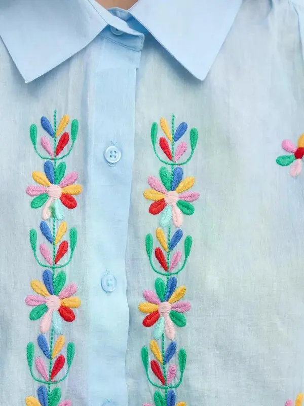 LA PETITE FRANÇAISE Embroidered Button-up Shirt
