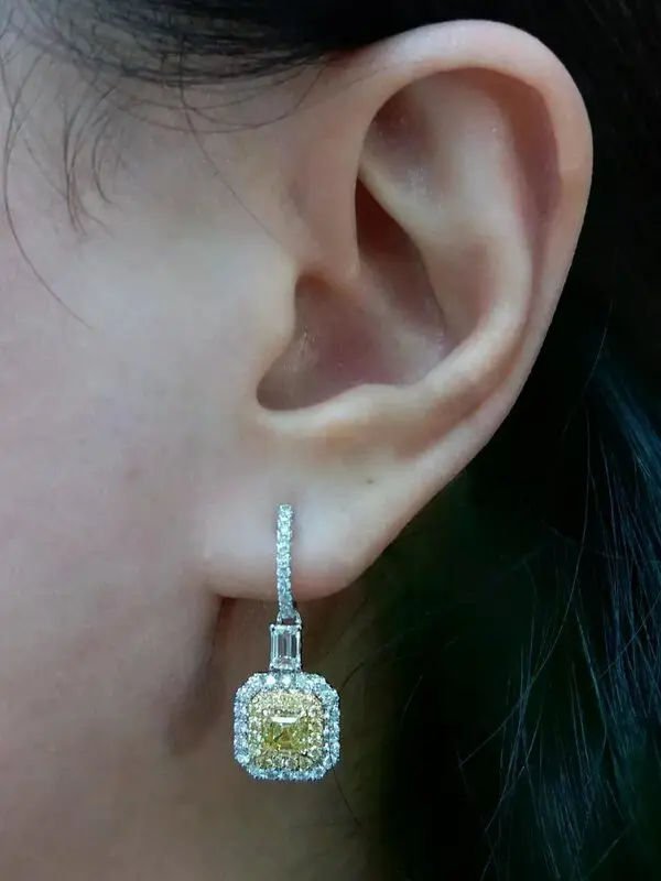 HYT JEWELRY Diamond Drop Earrings In 18kt White Gold