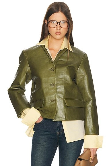 HELSA Puffy Leather Jacket - Avocado