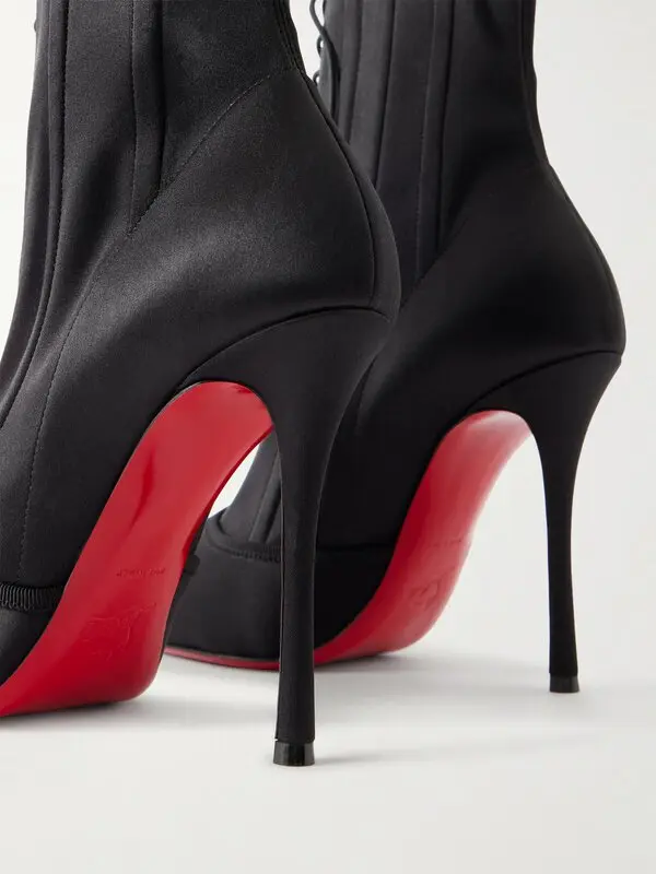 CHRISTIAN LOUBOUTIN Pavlova Satin Lace-up Ankle Boots - Black