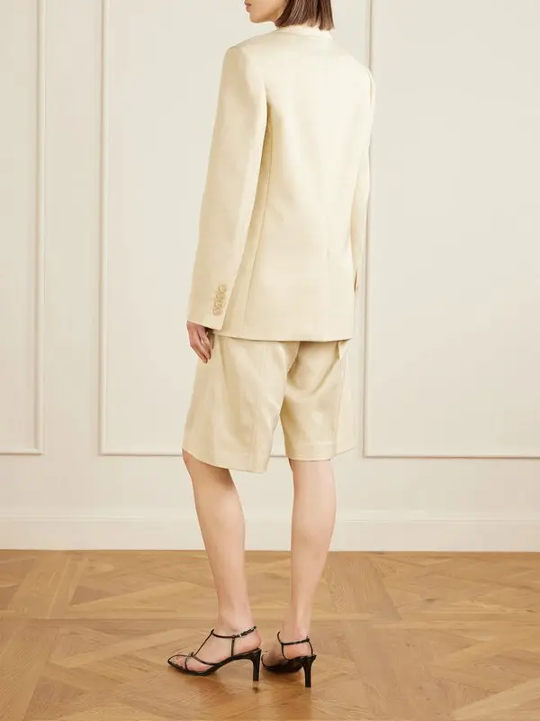Another Tomorrow Oversized Twill Blazer - Neutrals