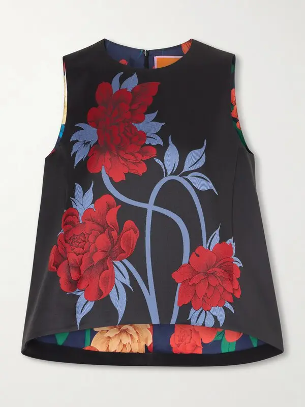 La DoubleJ La Scala Floral Jacquard Sleeveless Top - Multi