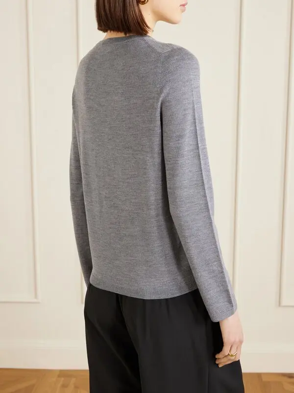 ALLUDE Wool Crew Neck Pullover