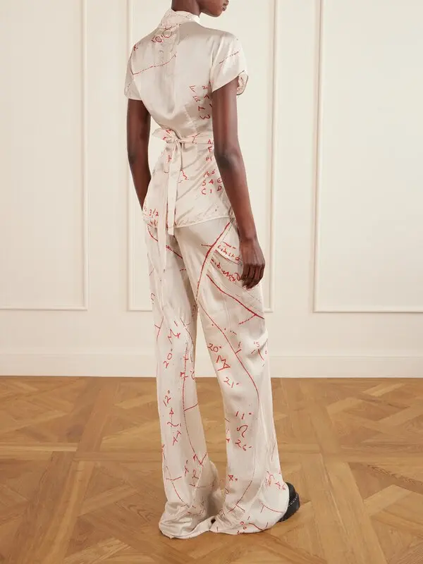 Rick Owens Printed Satin-twill Wrap Top