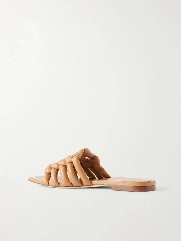 TOD'S Padded Woven Leather Slides - Brown