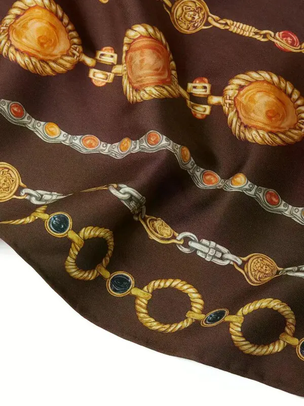 Versace Printed Silk Twill Scarf 90 Cm - Brown