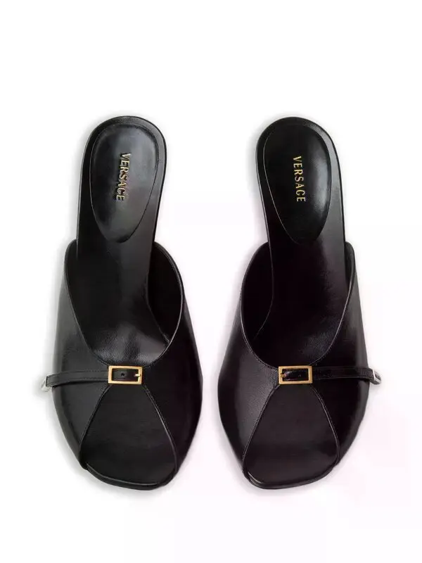 Versace Nyx Leather Sandals - Black