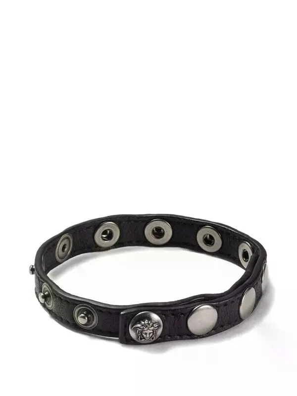 Versace The Spike Leather Bracelet - Silver