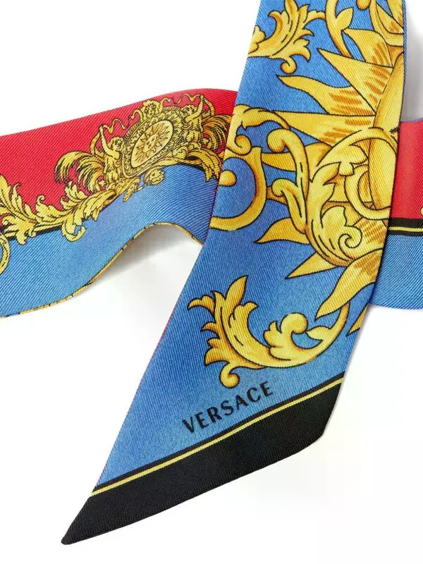 Versace Printed Silk Twill Ribbon - Blue