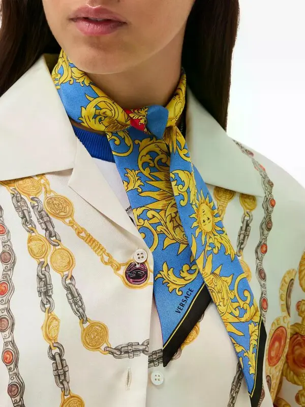 Versace Printed Silk Twill Ribbon - Blue