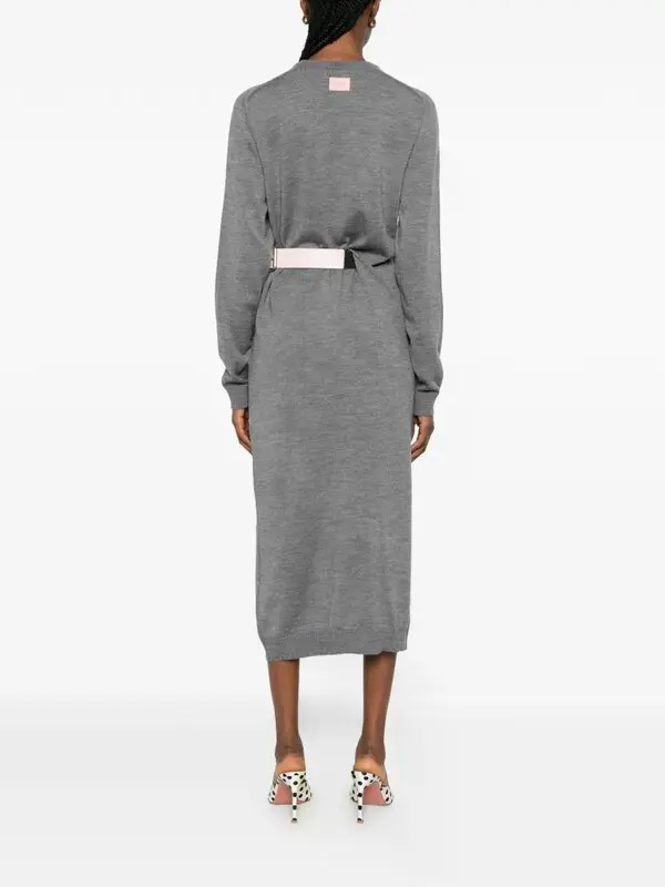 Moschino Round Neck Belted Midi Dress