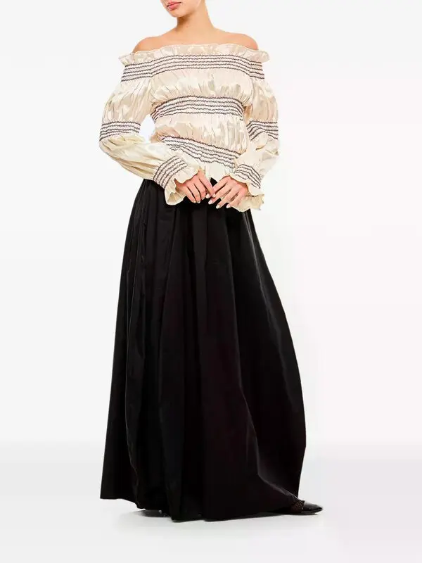 Tigra Tigra Off-the-shoulder Smocked Top With Ruffled Trim