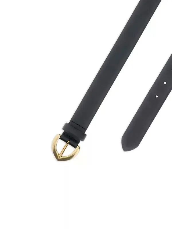BAX LAB Gold Buckle Leather Belt - Black