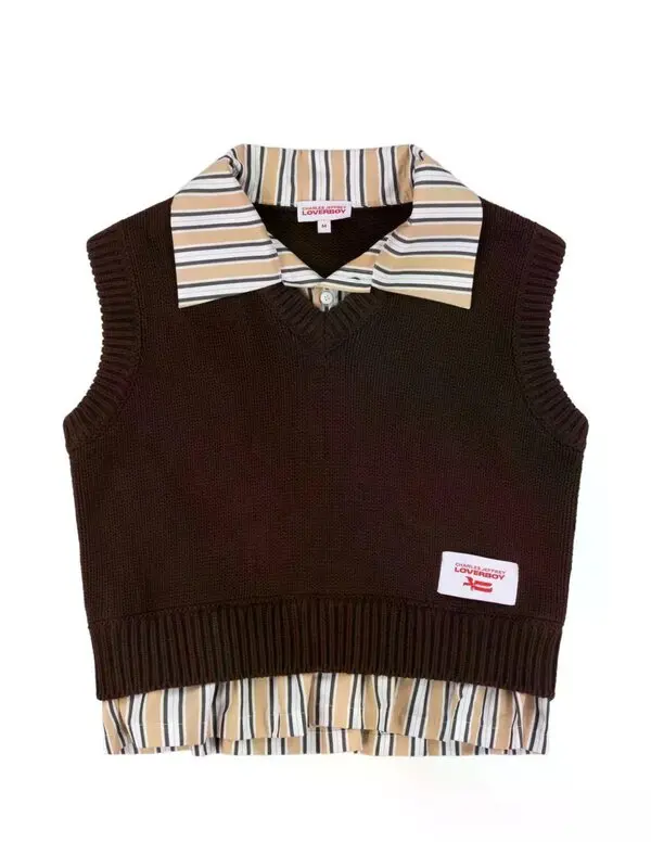 CHARLES JEFFREY Cropped V-neck Vest - Brown
