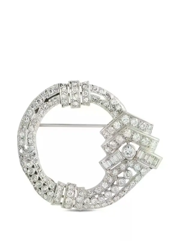 LB EXCLUSIVE Platinum Diamond Circle Brooch - Silver