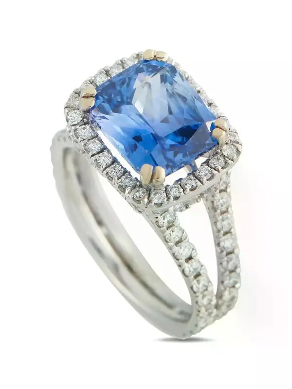 LB EXCLUSIVE 18k White Gold Diamond And Sapphire Ring