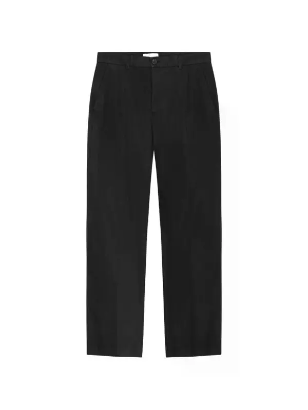 LES DEUX Reece Pleated Twill Trousers - Black