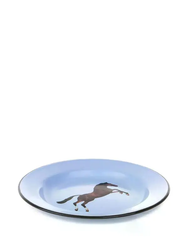 SELETTI X Toiletpaper Horse-printed Metal Plate - Blue