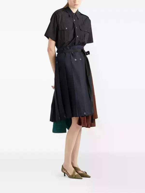 Prada Asymmetrical Pleated Wrap Skirt