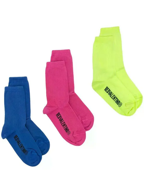 Red Valentino Set Of Three Pairs Of Socks - Multicolour