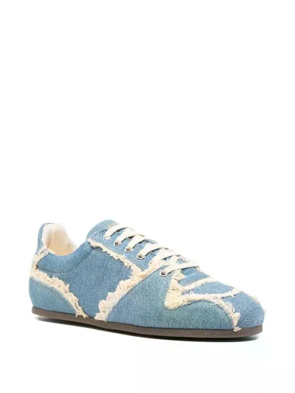 Moschino Denim Sneakers With Frayed Trim
