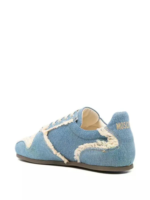 Moschino Denim Sneakers With Frayed Trim