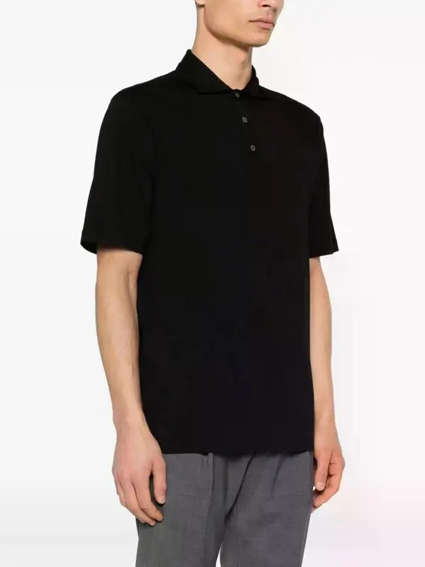 LARDINI Buttoned Polo Shirt - Black