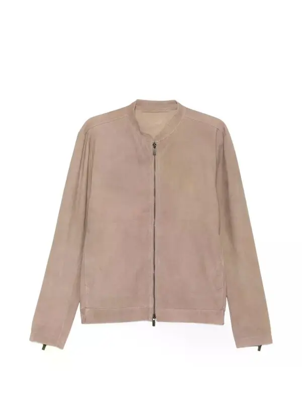 SALVATORE SANTORO Zip Collarless Jacket - Neutrals