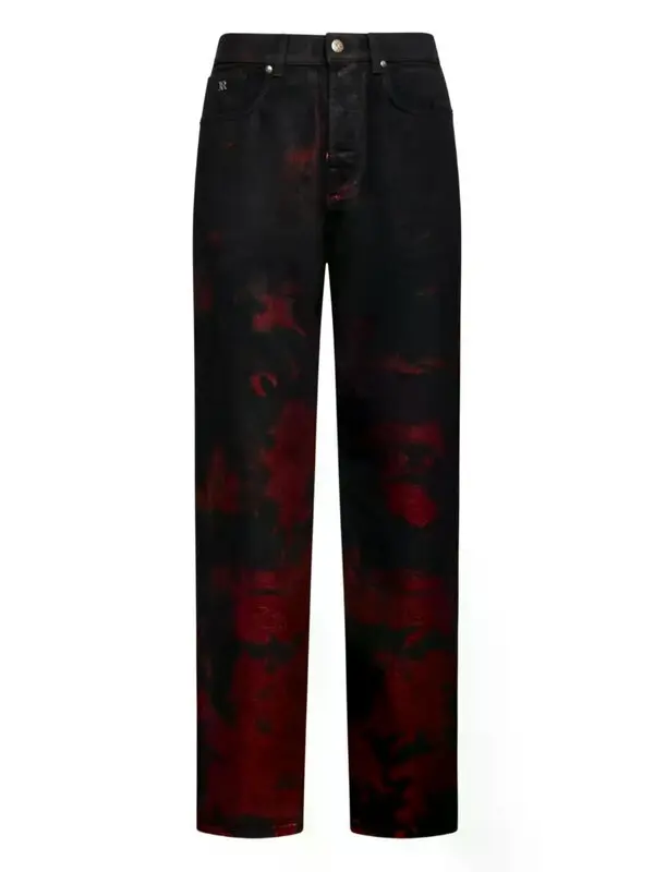 John Richmond Shaded Spray Effect Straight Leg Jeans - Black