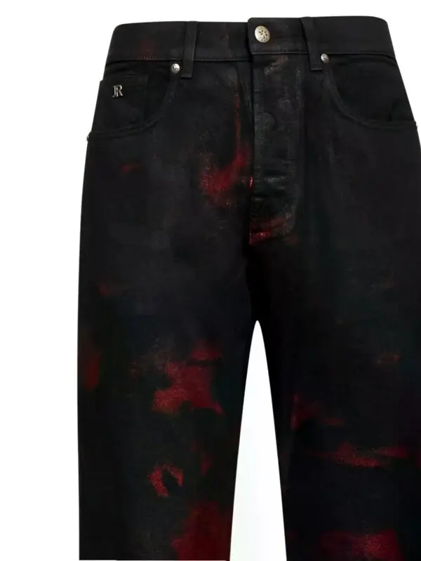 John Richmond Shaded Spray Effect Straight Leg Jeans