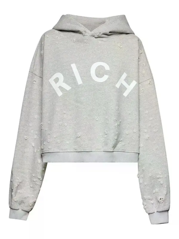 John Richmond Logo Detail Distressed Hoodie