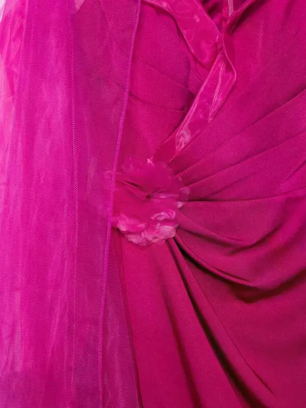 MARFIL BARCELONA One-shoulder Ruffled Gown With Overlay Detail