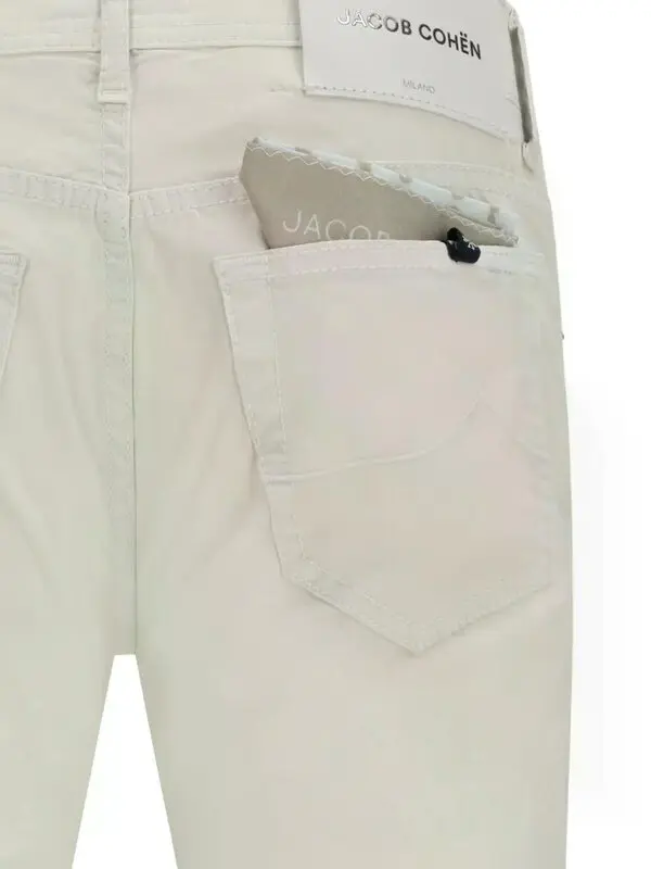 Jacob Cohen Logo-patch Slim Fit Trousers - Neutrals