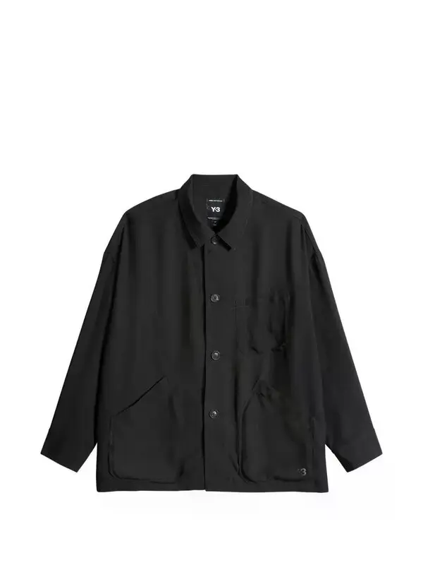 Y3 Button-up Shirt With Patch Pockets - Black