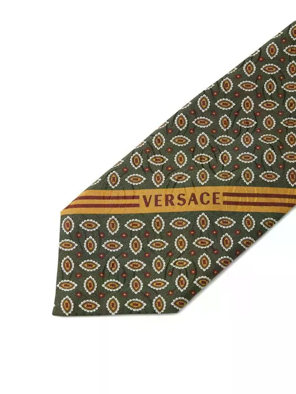 Versace Jacquard Silk Tie - Green