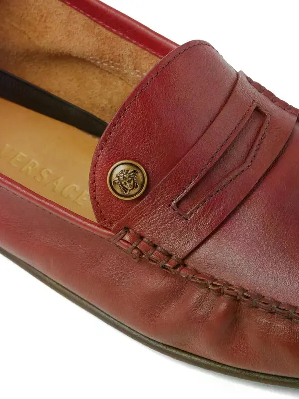 Versace Guanto Leather Loafers - Red
