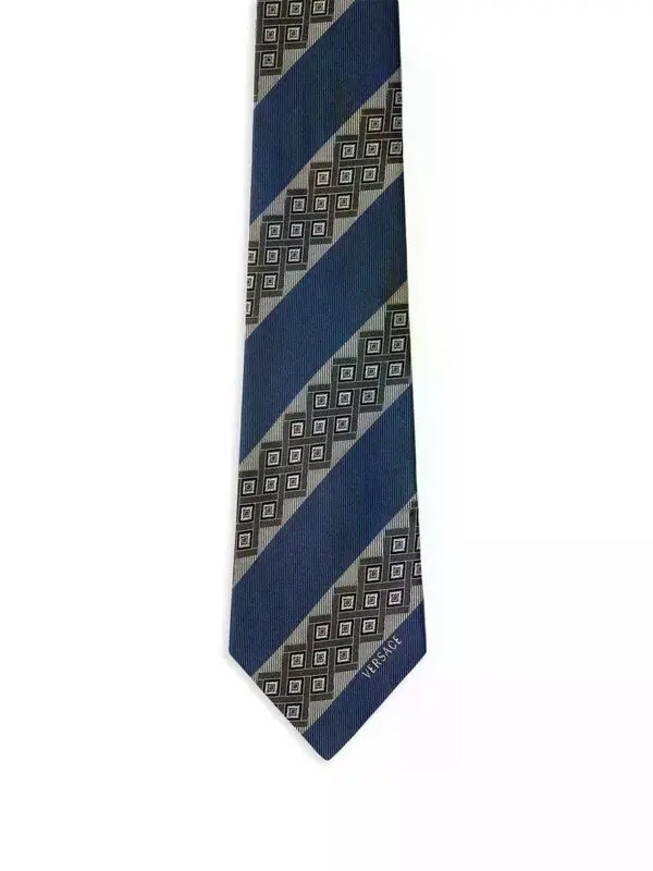 Versace Printed Jacquard Silk Tie - Blue