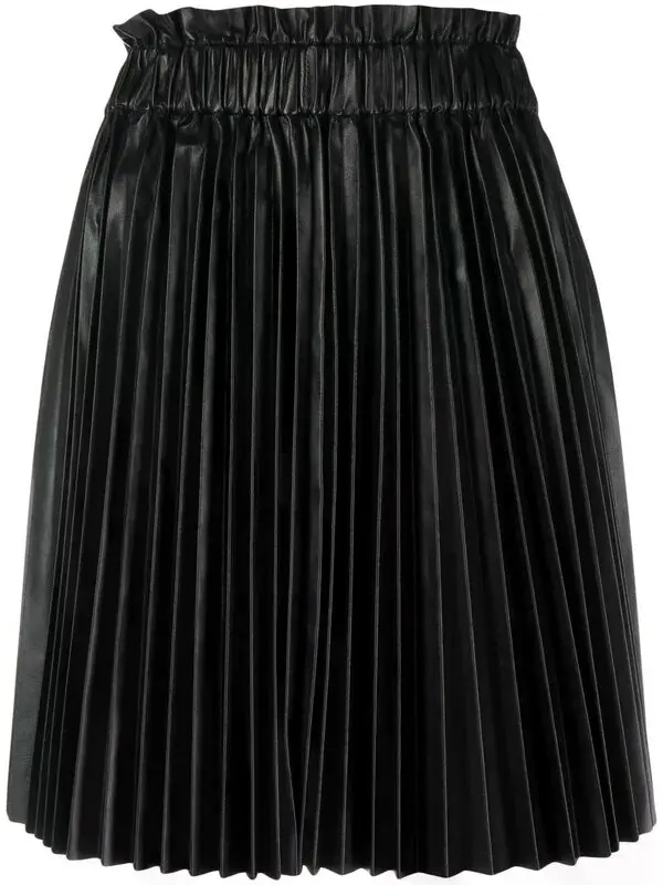 Red Valentino Pleated Leather Mini Skirt