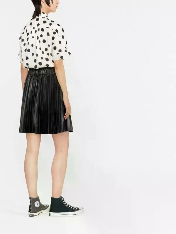 Red Valentino Pleated Leather Mini Skirt
