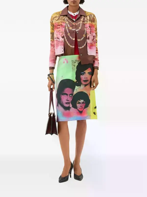 Versace The Naturist" Print Silk Knit Cardigan - Yellow