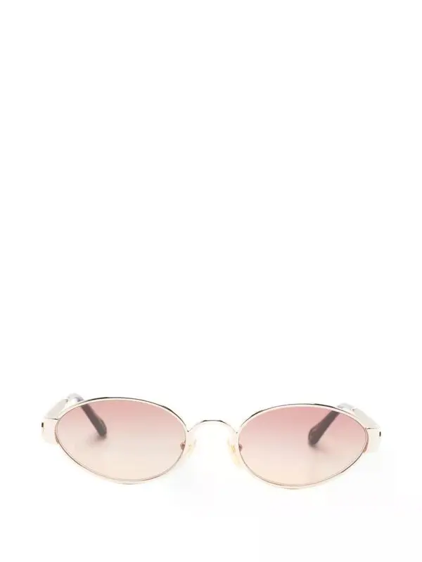 Chloé Oval Frame Sunglasses With -tone - Gold
