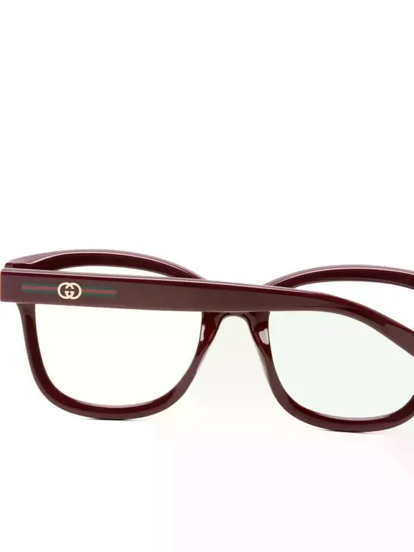 Gucci Logo Detail Rectangle Full Rim Eyeglasses - Purple