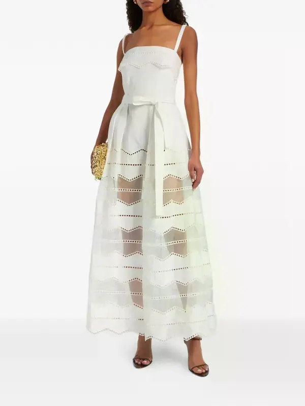 Elie Saab Cutout Belted Maxi Dress - White