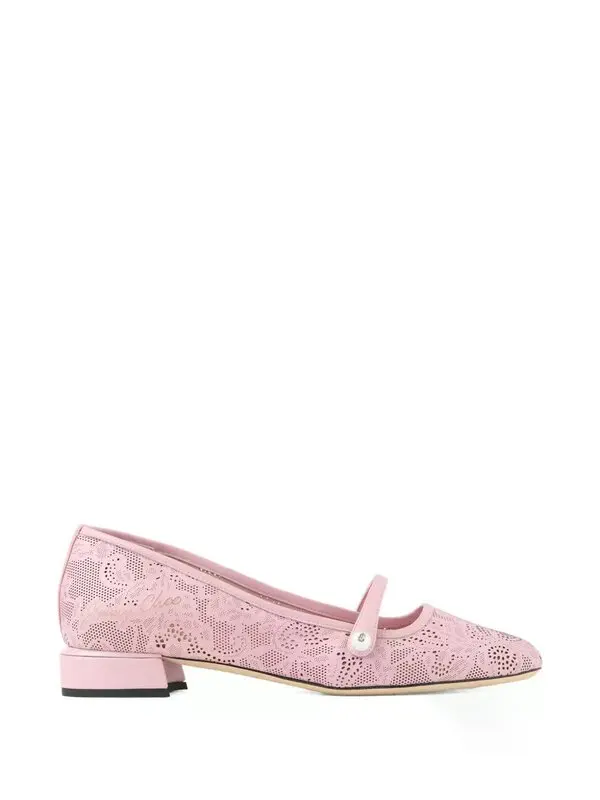 JIMMY CHOO Elisa Perforated Nappa Lace Ballerina Flats - Pink