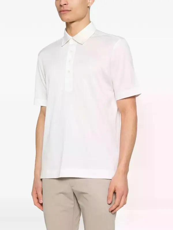 Zegna Collared Button Polo Shirt - White