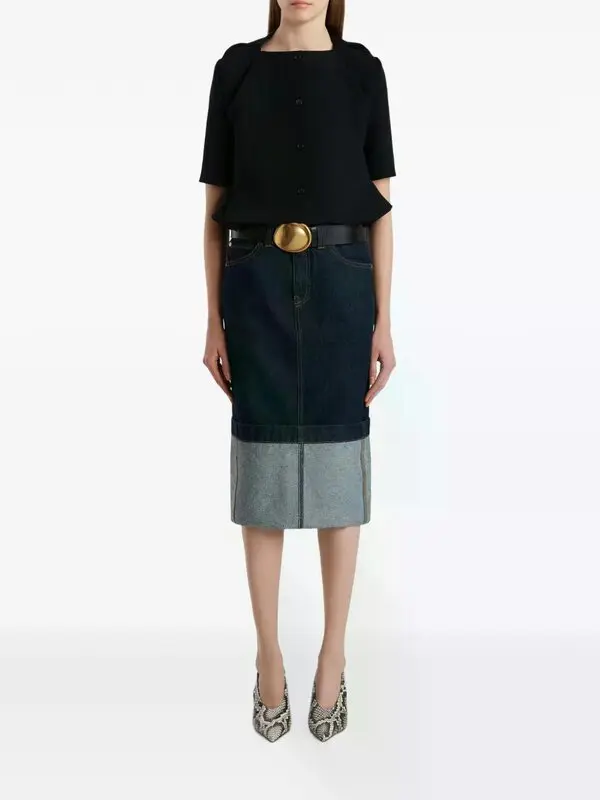 Khaite Kilian Two-tone Denim Midi Skirt - Blue