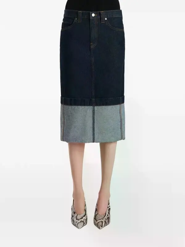 Khaite Kilian Two-tone Denim Midi Skirt - Blue