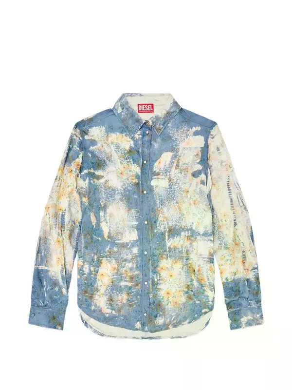 DIESEL® Floral Print Long-sleeve Shirt - Blue