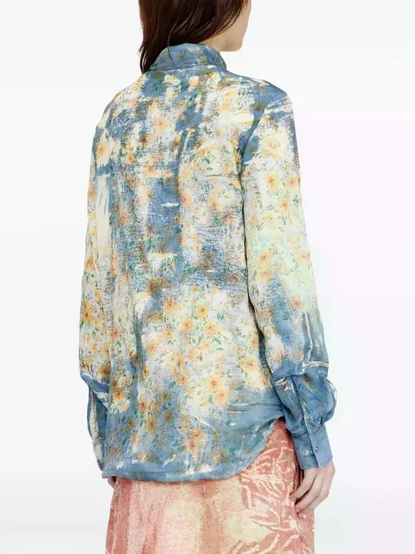 DIESEL® Floral Print Long-sleeve Shirt - Blue