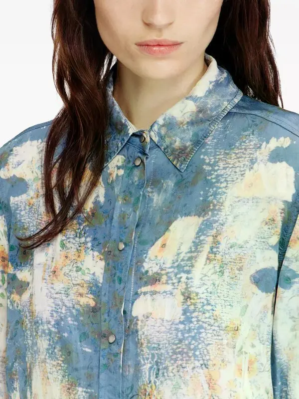 DIESEL® Floral Print Long-sleeve Shirt - Blue